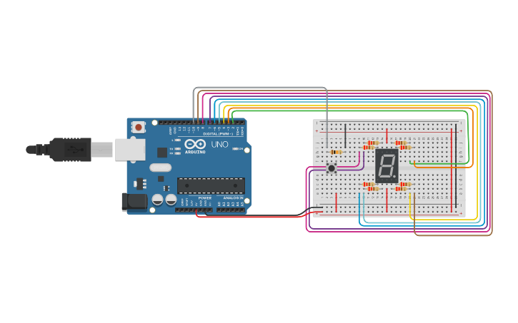 Circuit design 7 Segment Display - Tinkercad
