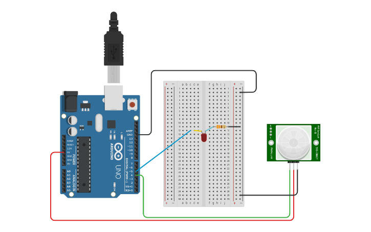 Circuit design Sensor de Movimiento - Tinkercad