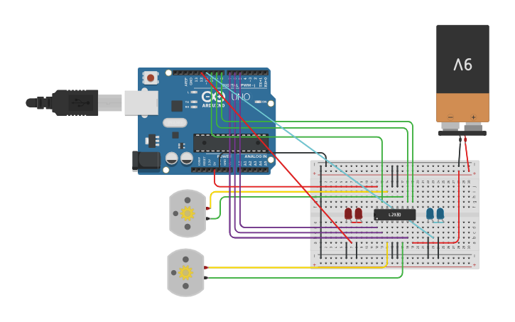 Circuit design Copy of UTC CIRCUITO PUENTE H - Tinkercad Circuit design Copy of UTC CIRCUITO PUENTE H - Tinkercad