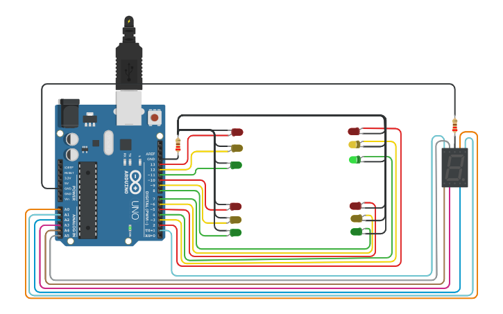 Circuit design 4 TRAFFIC LIGHT - Tinkercad