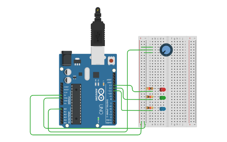 Circuit design Potentiometer | Tinkercad