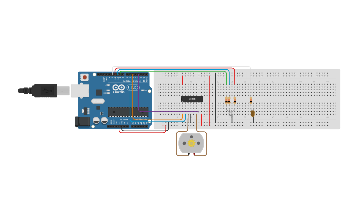 Circuit design Control de Dirección de un motor CC | Tinkercad