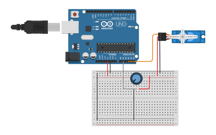Circuit design 3. Servomotor | Tinkercad