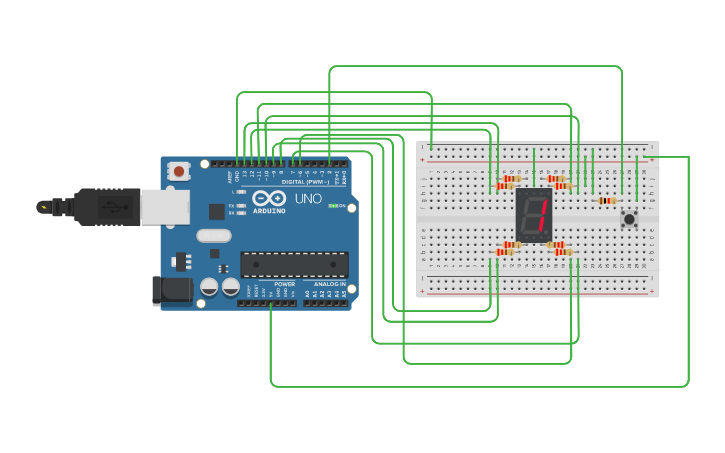 Circuit Design Tp 7 Segments Avec Bouton Interruption Tinkercad