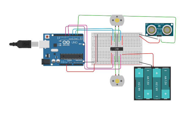 Circuit design Auto Robot CarRobot - Tinkercad