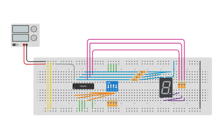 Circuit Design Protoboard 11 El Display 7 Segmentos Tinkercad