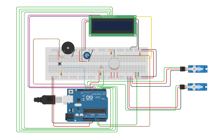 Circuit design Fire Detection System - Tinkercad
