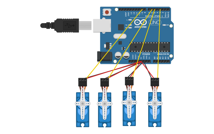 Circuit design micro servomotores | Tinkercad