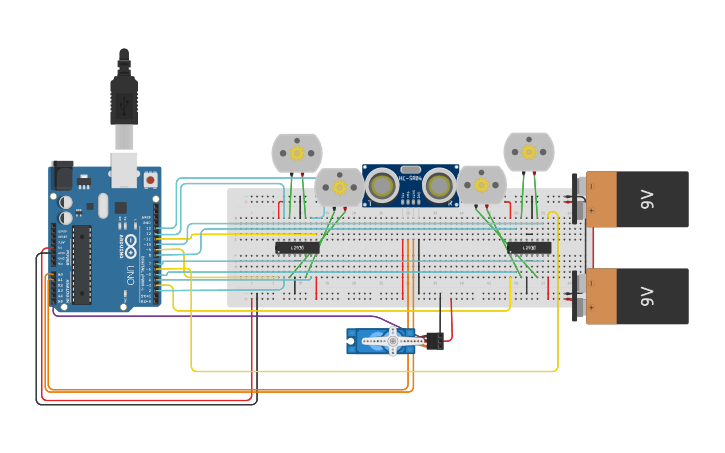 Circuit Design Obstacle Avoidance Milestone 8 Tinkercad