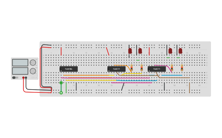 Circuit design 2 to 4 decoder - Tinkercad