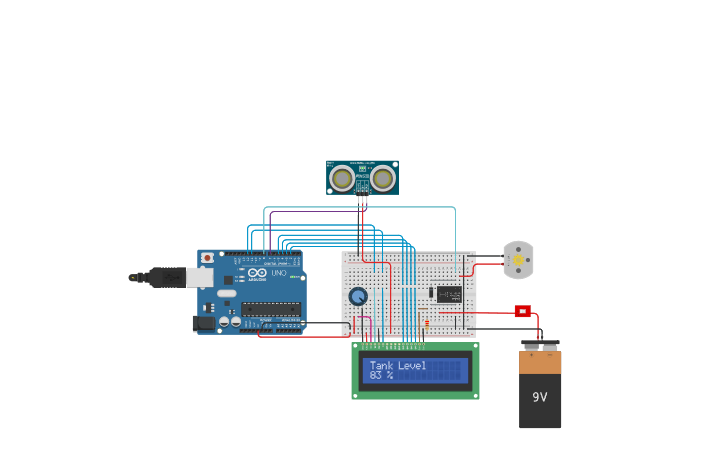 Circuit design Copy of Tank water level project - Tinkercad