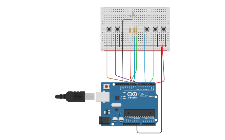 Circuit design LED RGB | Tinkercad