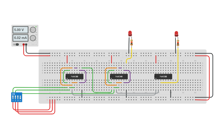 Circuit design Full Adder-Using universal gates - Tinkercad