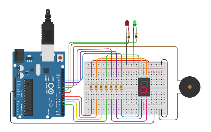 Circuit design 7 Segment - Tinkercad