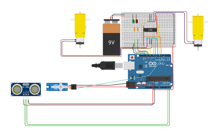 Circuit Design Ex6 Autonomous Obstacle Avoidance Robot Tinkercad