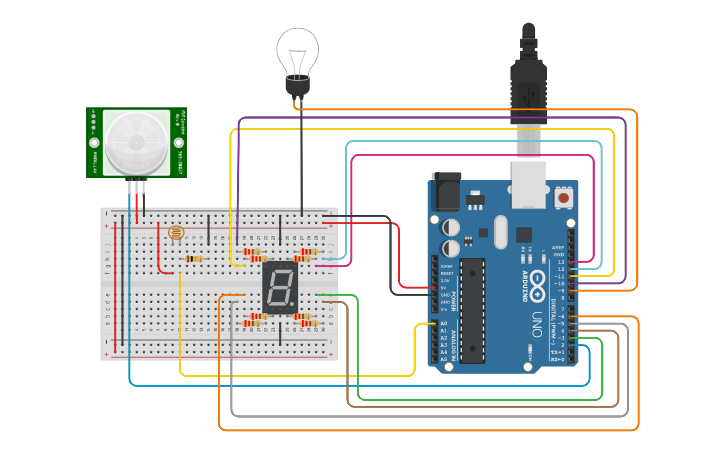 Circuit design Light system - Tinkercad