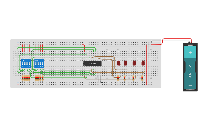 Circuit design ACTIVITY#6-4-BIT ADDER - Tinkercad