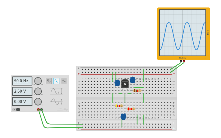 Circuit design Transistor as a Amplifier - Tinkercad