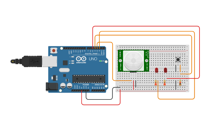 Circuit design SENSOR Y PULSADOR - Tinkercad