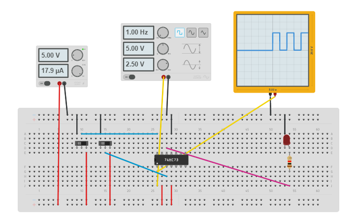 Circuit design JK flip flop | Tinkercad