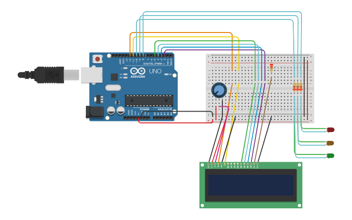 Circuit design traffic signal - Tinkercad