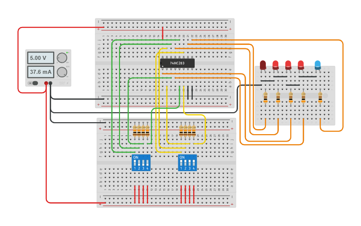 Circuit design 74HC283 - Tinkercad