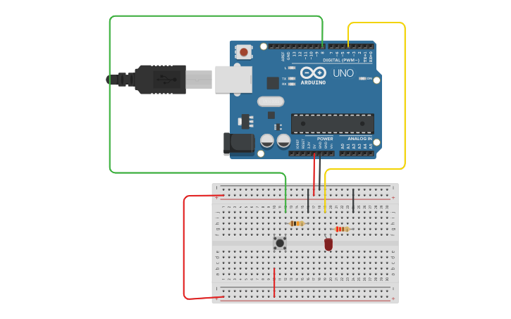 Circuit design LED on/off with Switch | Tinkercad