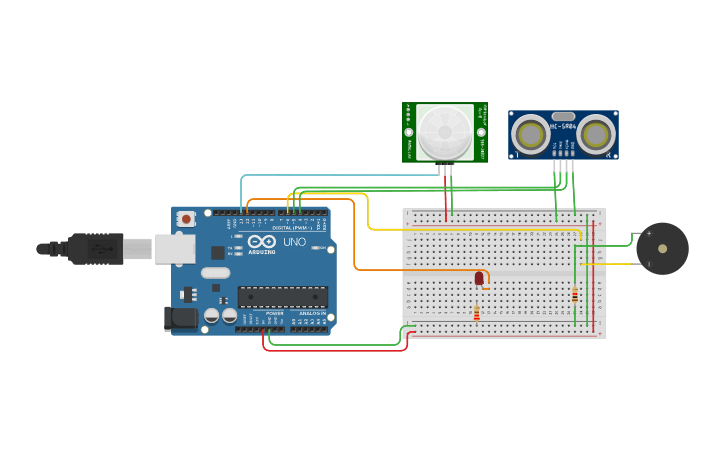 Circuit Design Flood Detection System Using Arduino Tinkercad
