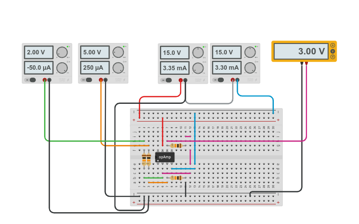 Circuit design Amp. Op. Differenziale - Tinkercad