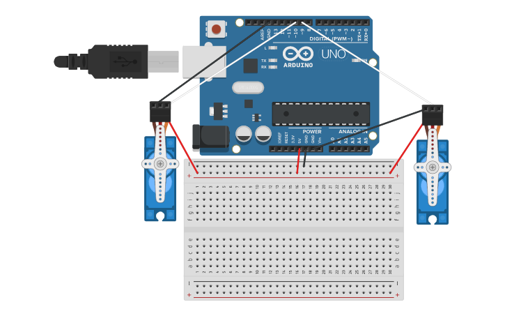 Circuit design SERVOS | Tinkercad