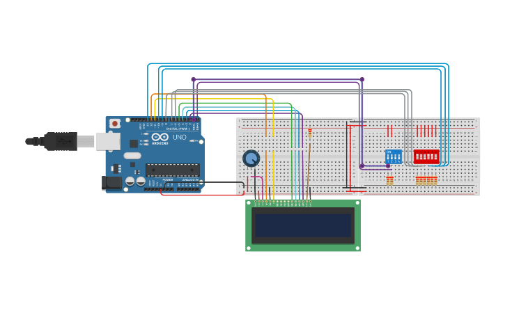 Circuit design Calculadora con 2 números de 3 bits - Tinkercad