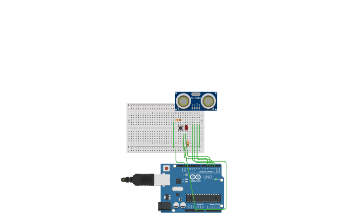 Circuit design Copy of ultrasonic sensor - Tinkercad