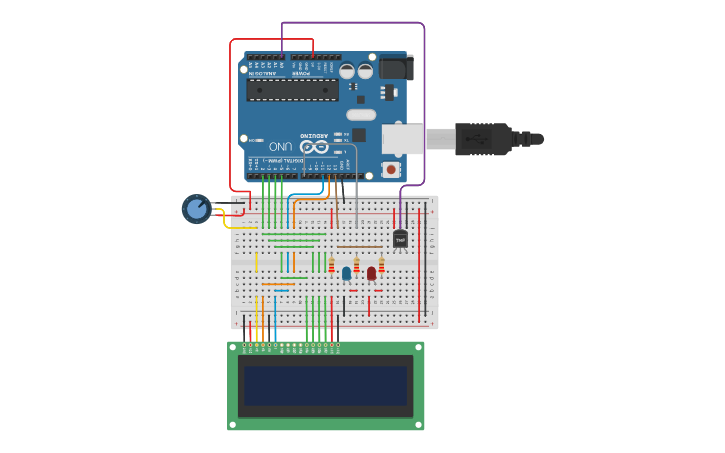 Circuit design Sensor de Temperatura - Tinkercad