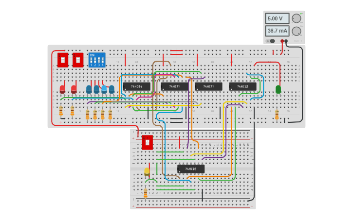 Circuit design 4:1 Mux - Tinkercad