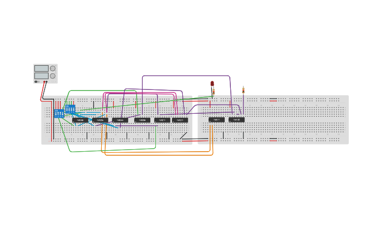 Circuit design 3 bit magnitude comparator - Tinkercad