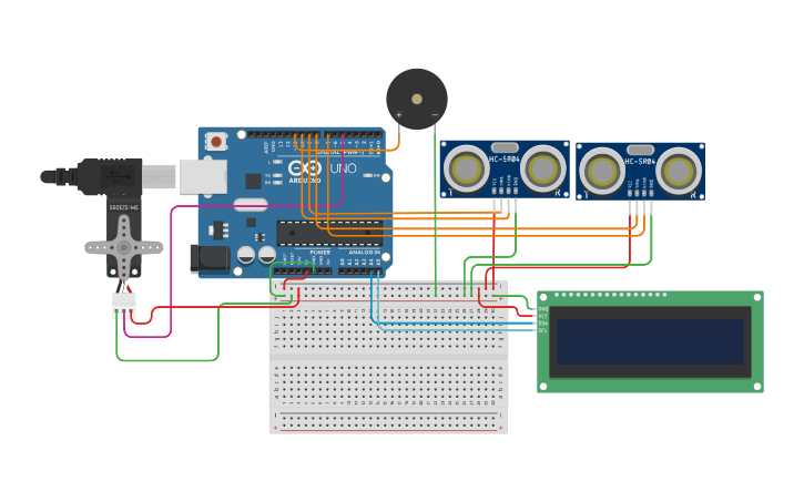 Circuit design Smart Dustbin - Tinkercad