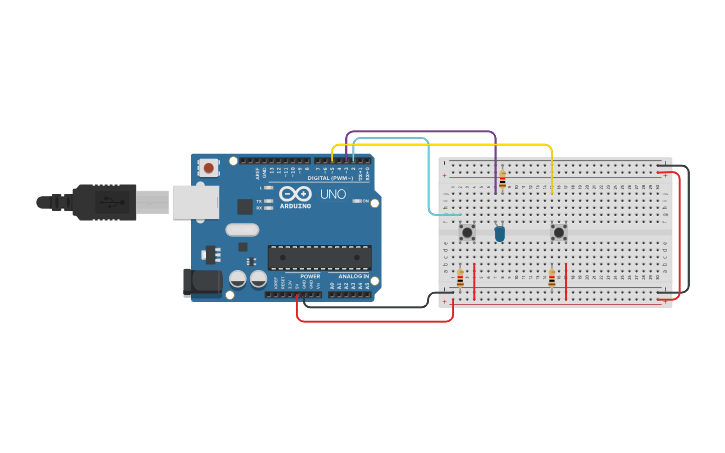 Circuit design Arduino Reaction Game - Tinkercad