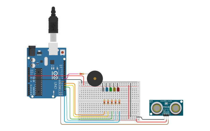 Circuit design parking sensor ver2 - Tinkercad