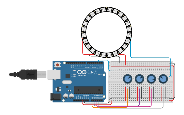 Circuit design Practica 15_NeoPixels | Tinkercad