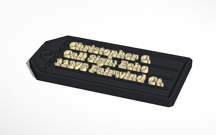 3D design Luggage Tag - Tinkercad