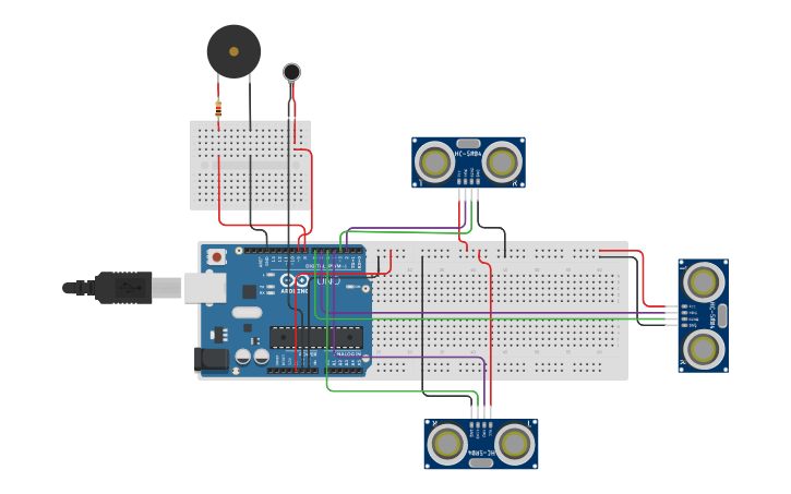 Circuit design Smart Walking Stick for the Blind 19302B0046 | Tinkercad