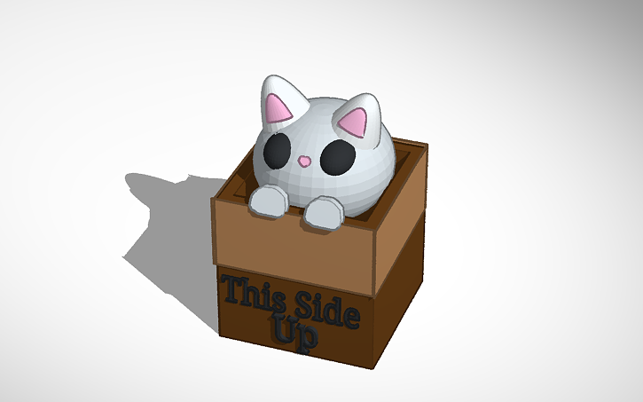 3D design Kawaii Cat in a Box (please give a like!) - Tinkercad