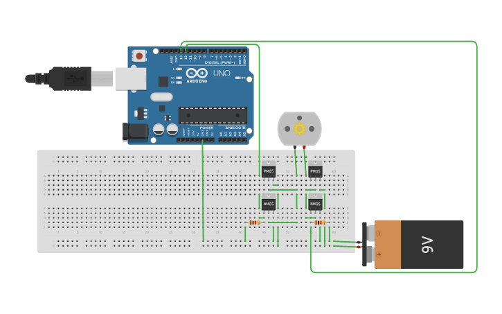 Circuit Design Arduino Mosfet H Bridge Tinkercad