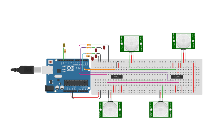 Circuit design Parqueadero_comb - Tinkercad