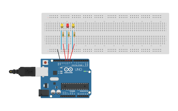 Circuit design 9. LED Fire effect | Tinkercad