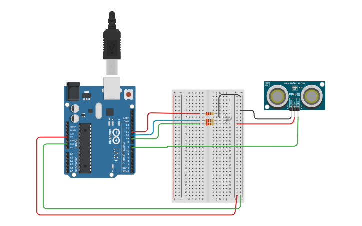 Circuit design Ultrasonic Sensor (1711219) | Tinkercad
