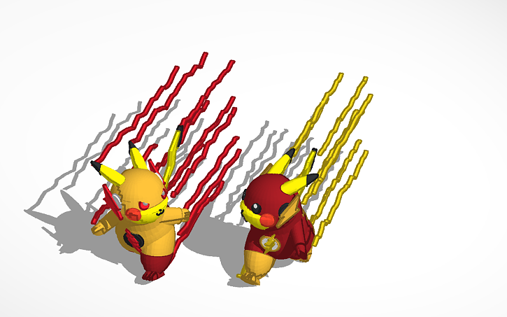 3D design flash pikachu vs flash inverso pikachu - Tinkercad