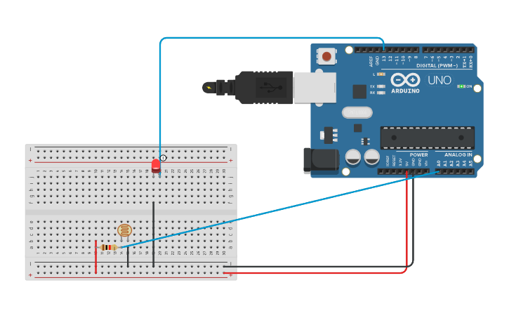 Circuit design Automatic Night Lamp - Tinkercad