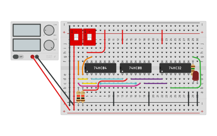 Circuit design XOR - Tinkercad