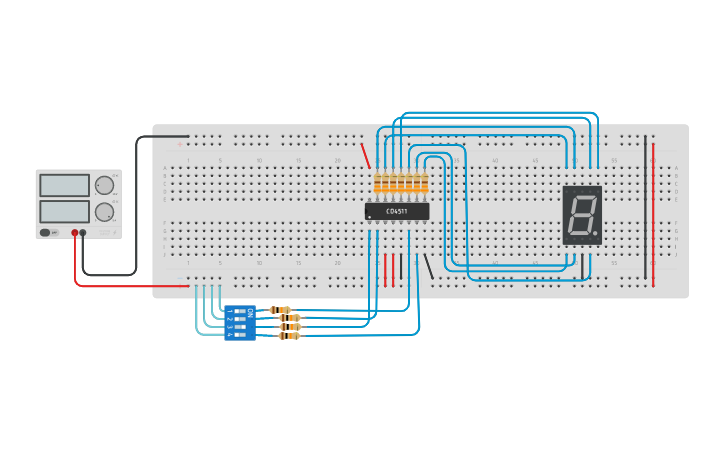 Circuit design bcd to 7 segment display - Tinkercad